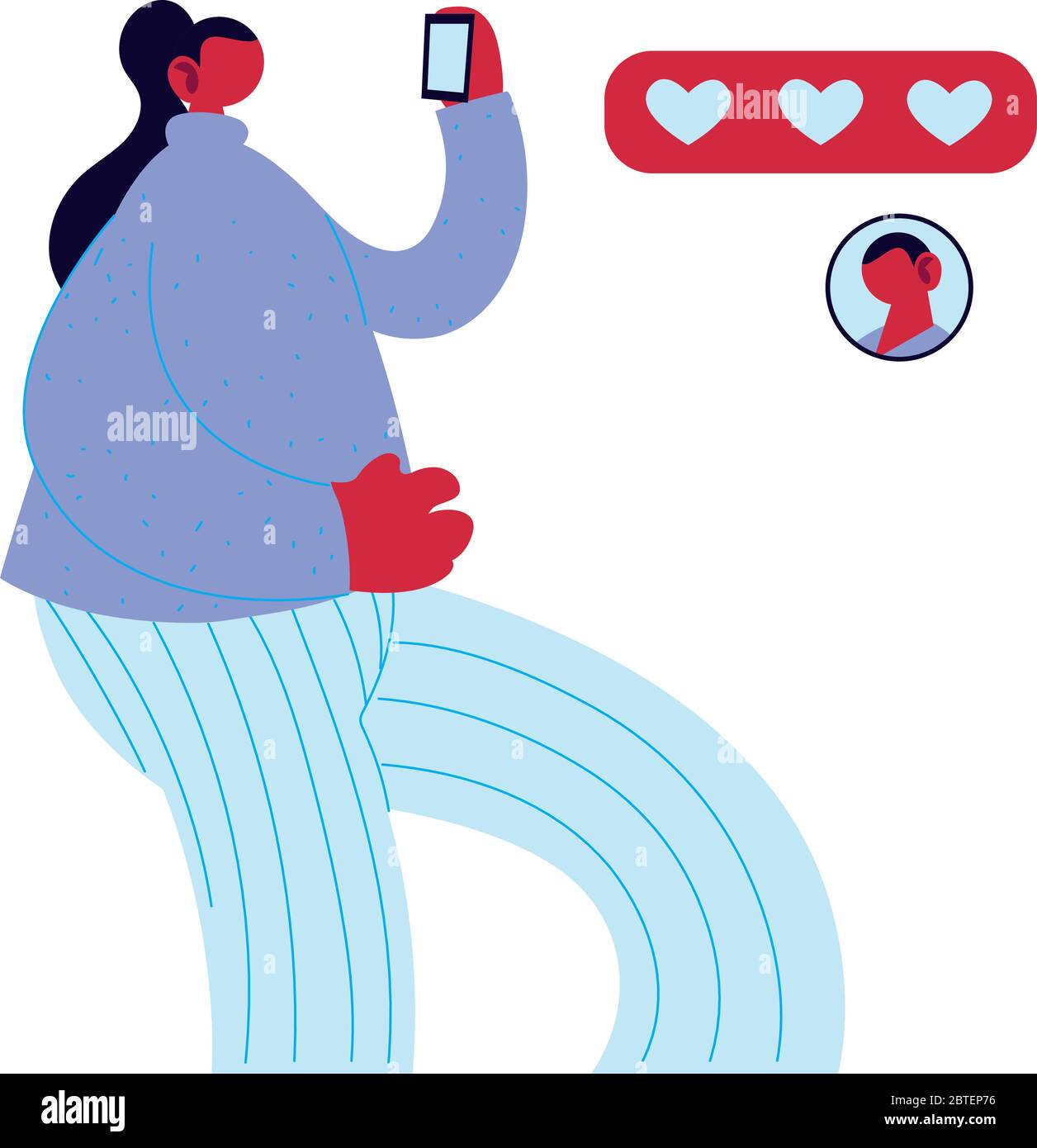 Woman cartoon with smartphone chatting and bubble design, Message chat ...