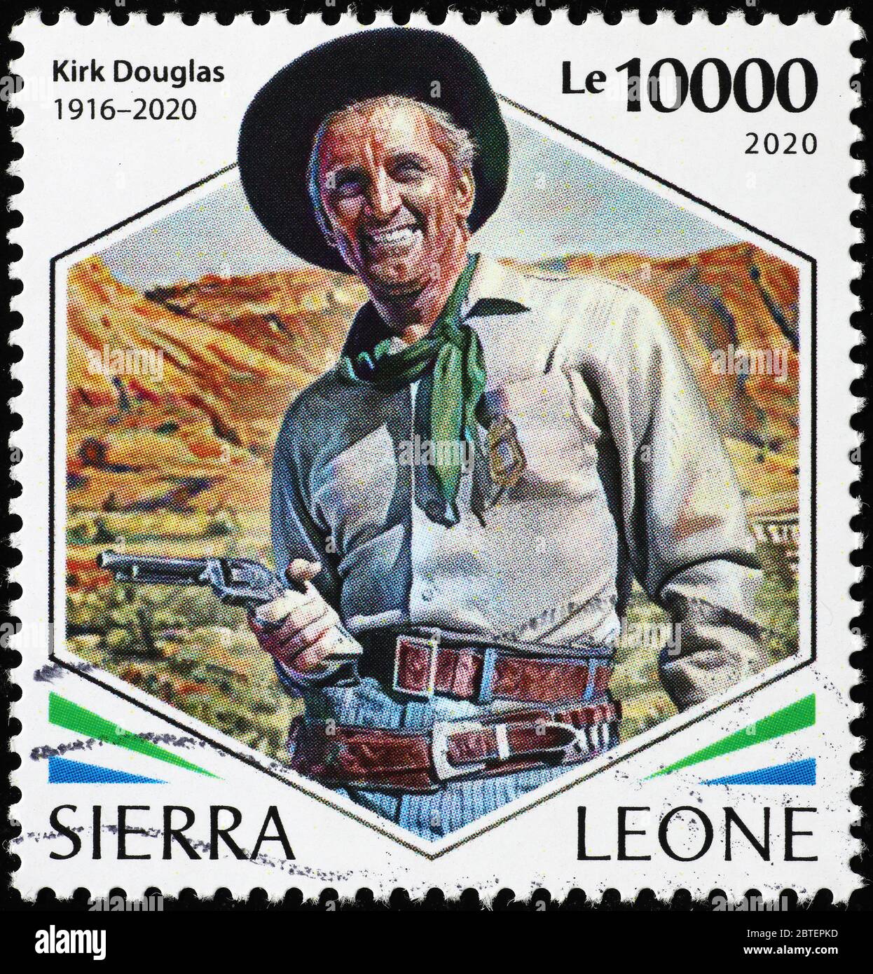 Kirk Douglas as a cowboy on postage stamp Stock Photo - Alamy