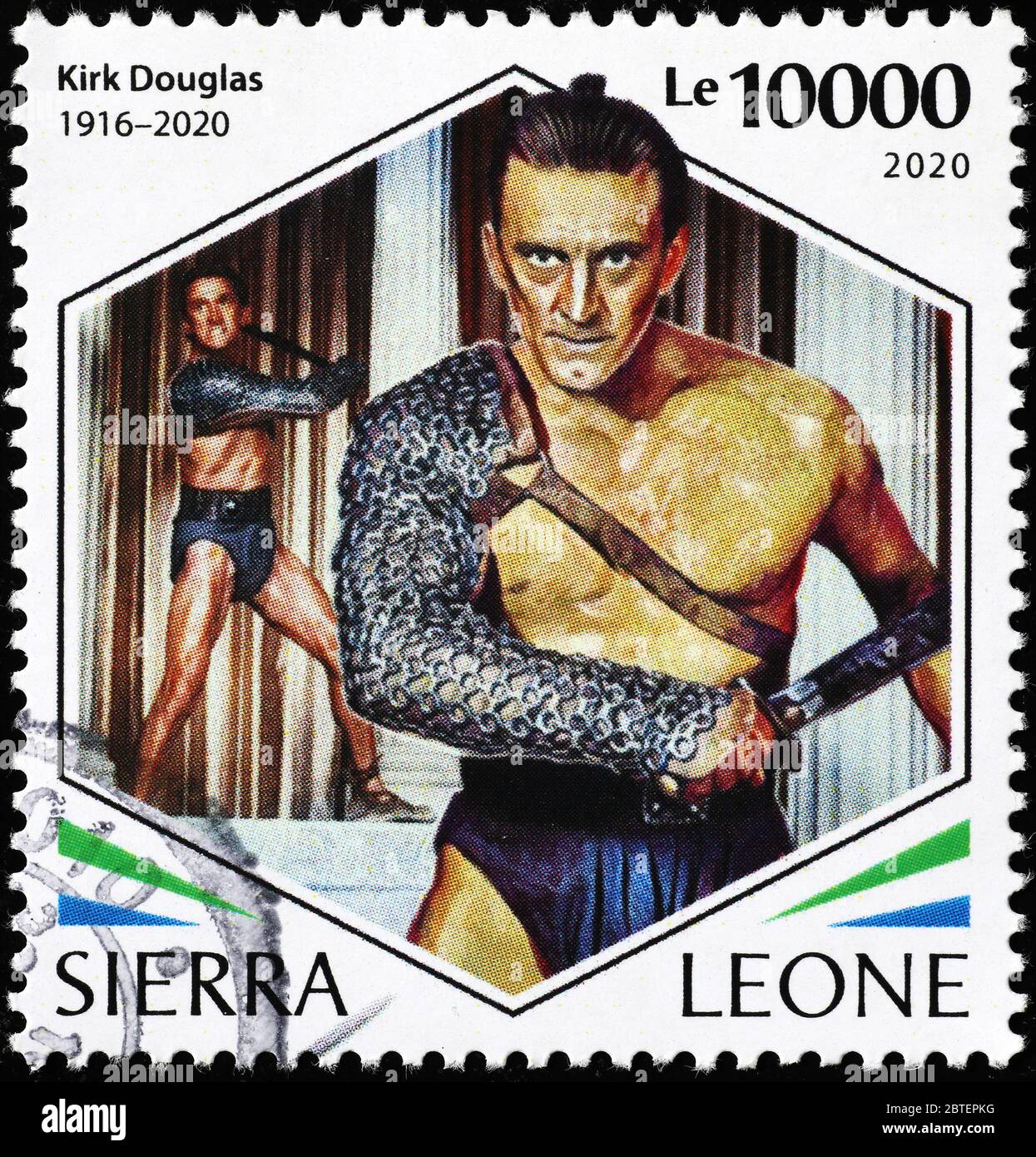 Kirk Douglas as an ancient roman on postage stamp Stock Photo - Alamy