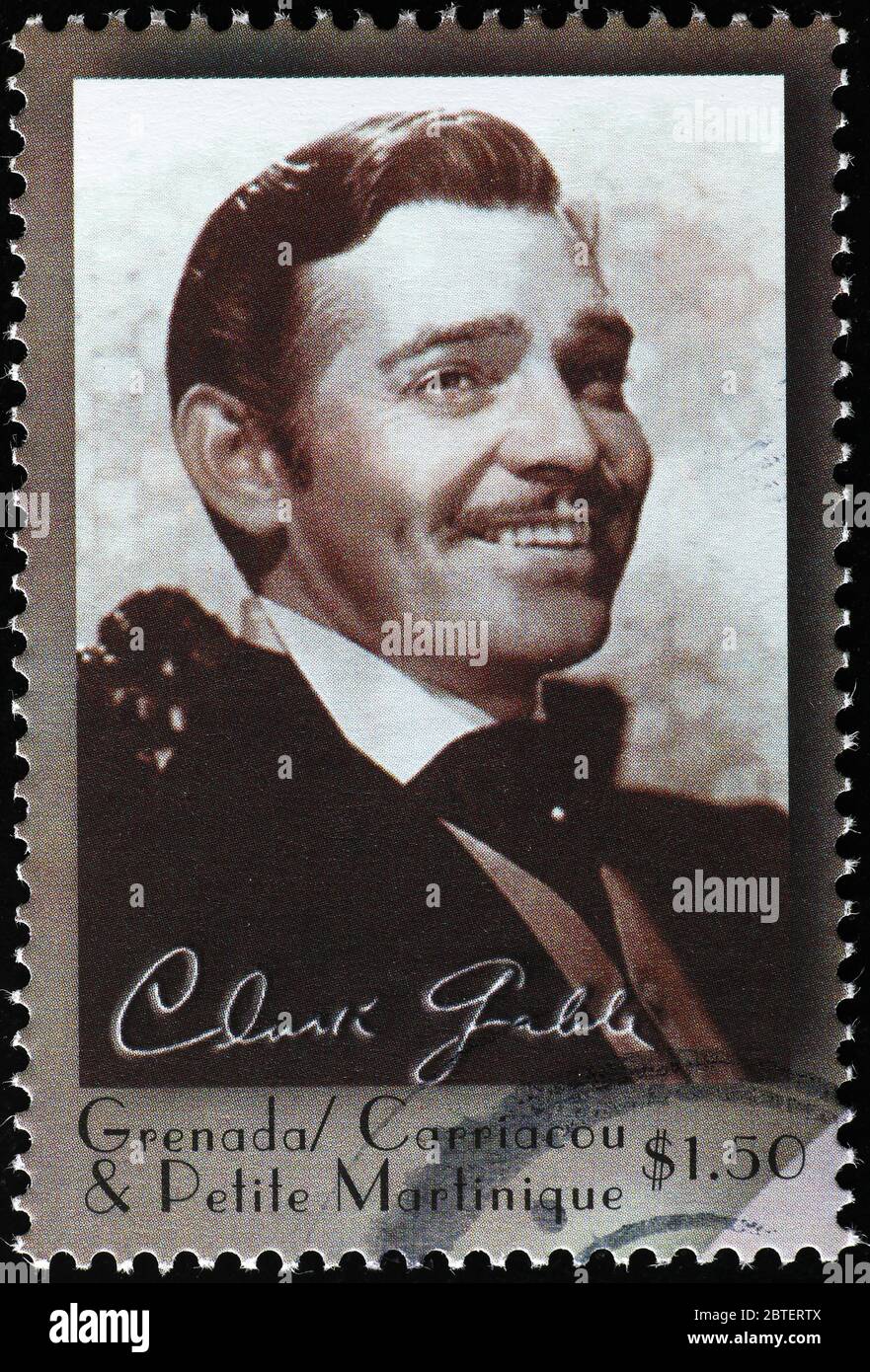 Portrait of Clark Gable smiling on postage stamp Stock Photo - Alamy