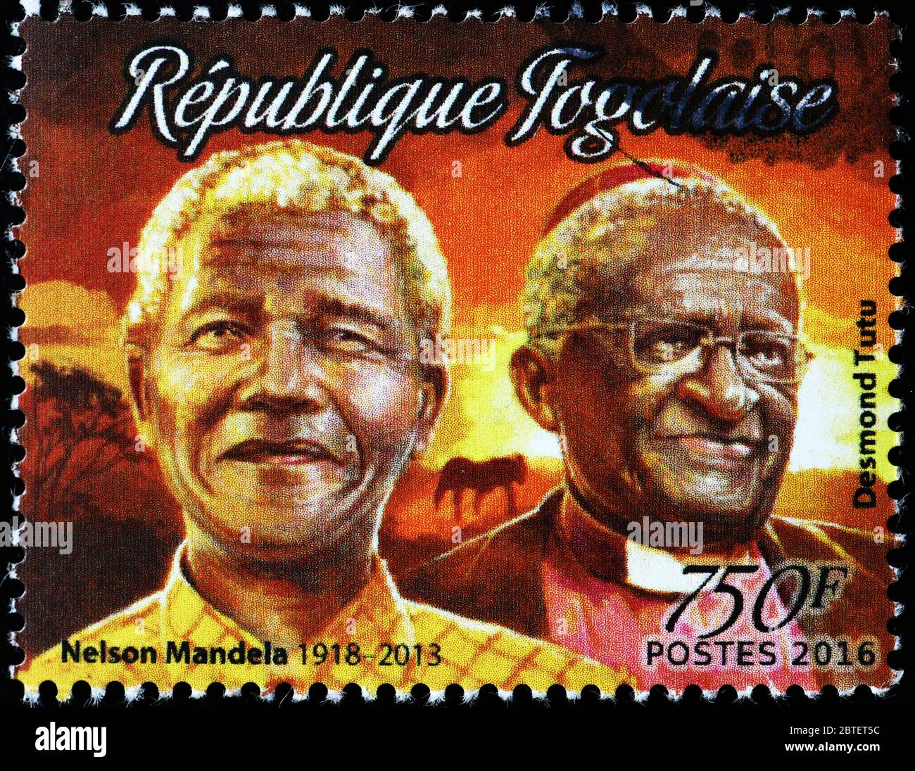Portrait of Nelson Mandela on stamp of the Gambia Stock Photo - Alamy