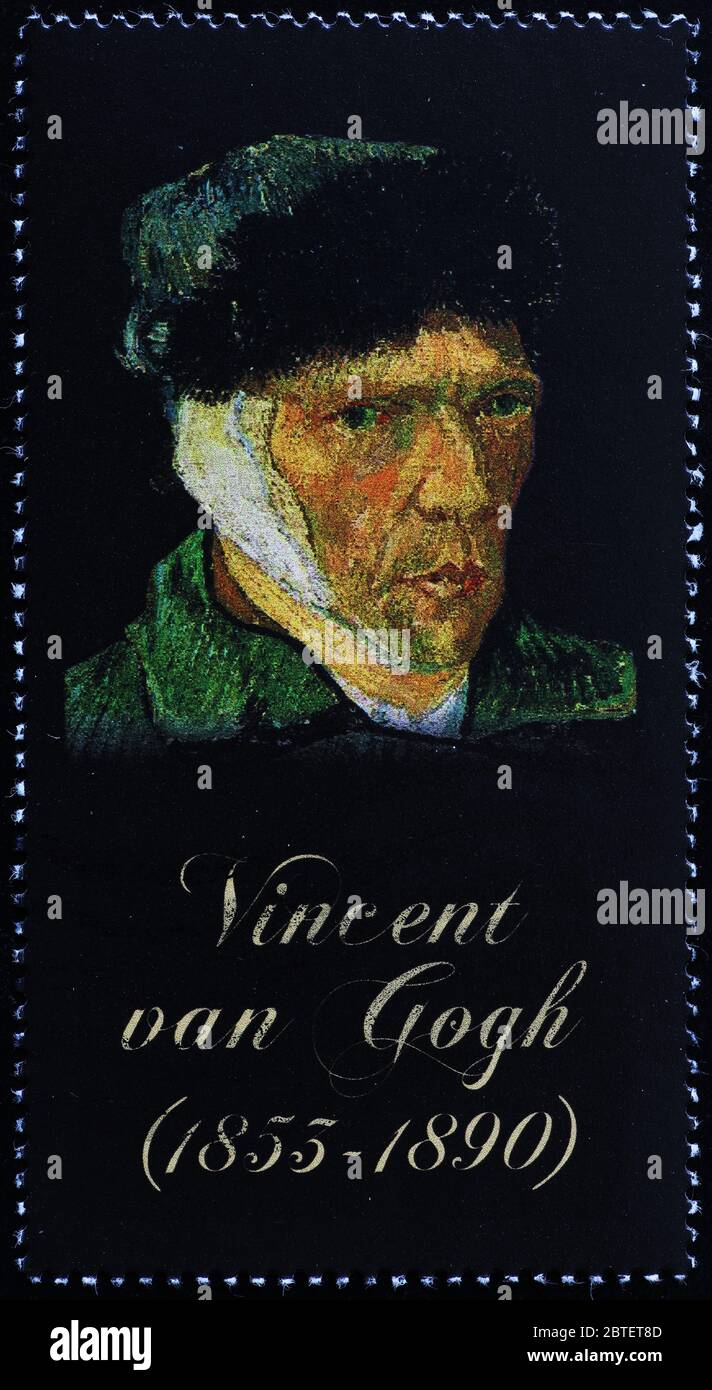Self-portrait by Van Gogh on stamp Stock Photo - Alamy