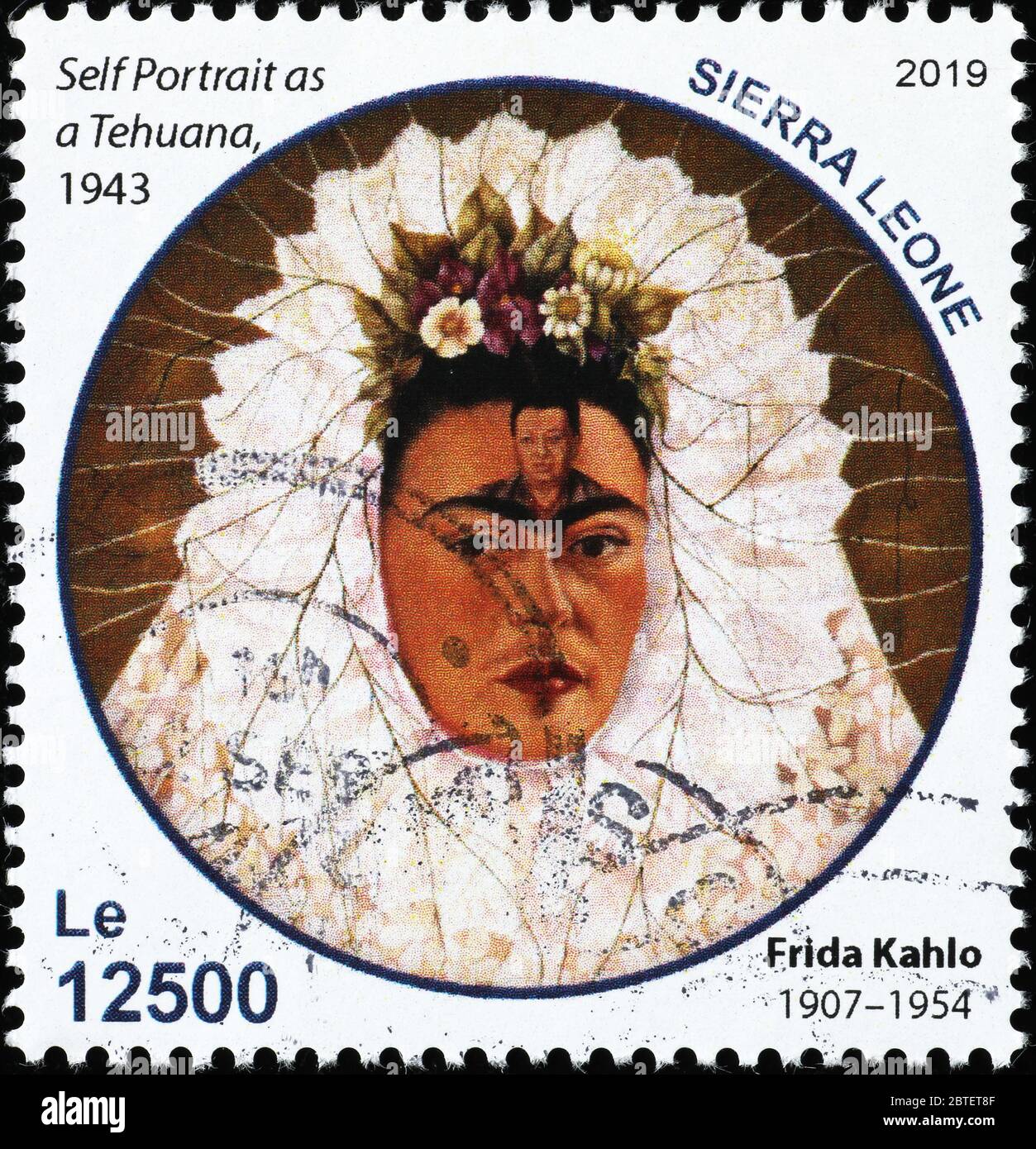 Self portrait by Frida Kahlo on african stamp Stock Photo - Alamy