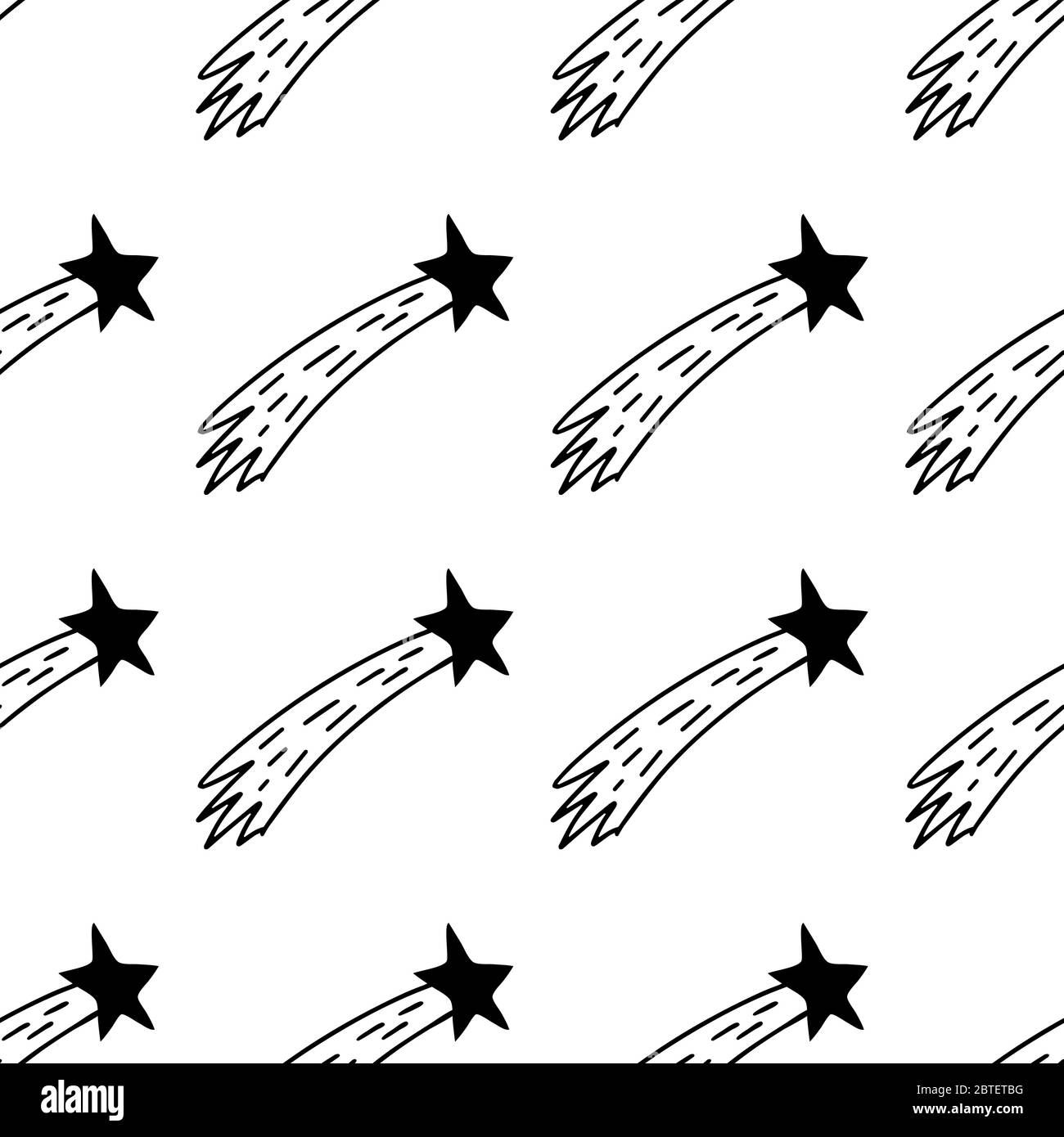 Seamless pattern made from hand drawn doodle comet. Isolated on white ...