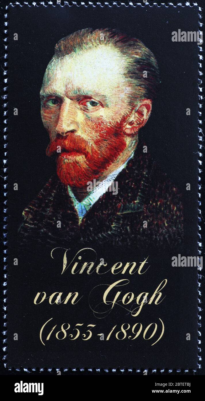 Self-portrait by Van Gogh on postage stamp Stock Photo - Alamy