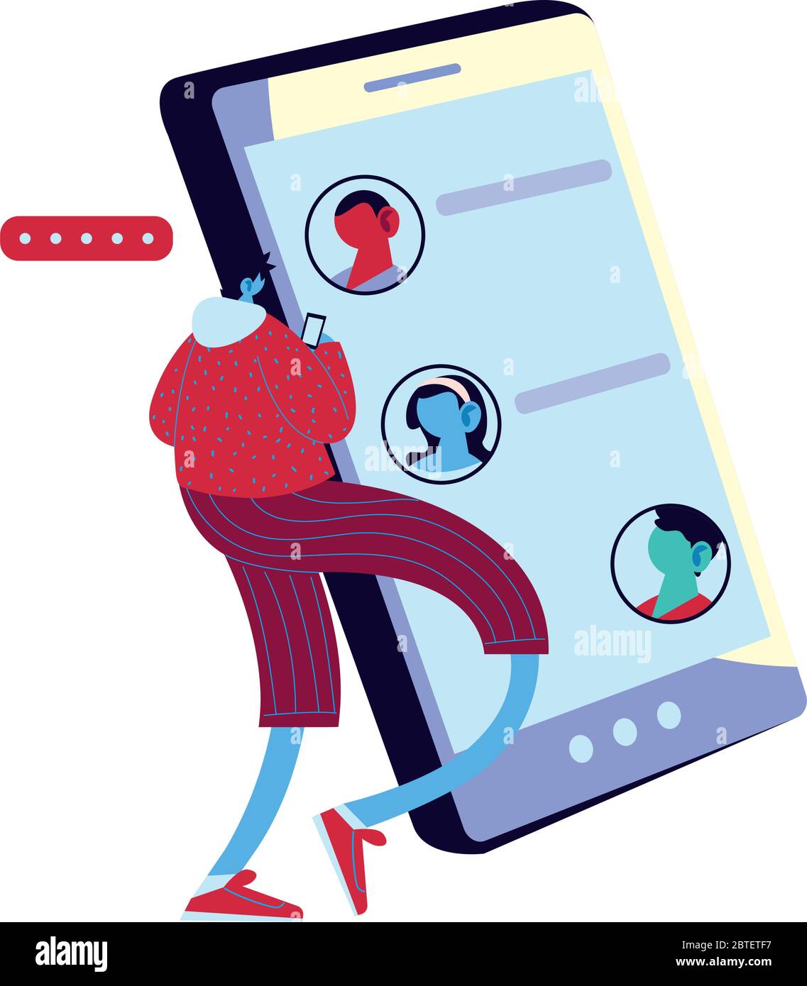 Man cartoon with smartphone chatting and bubbles design, Message chat ...