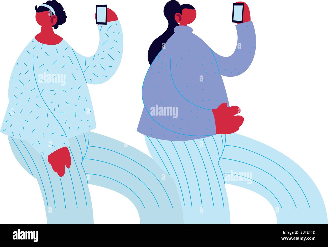 Women cartoons with smartphones chatting design, Message chat and ...