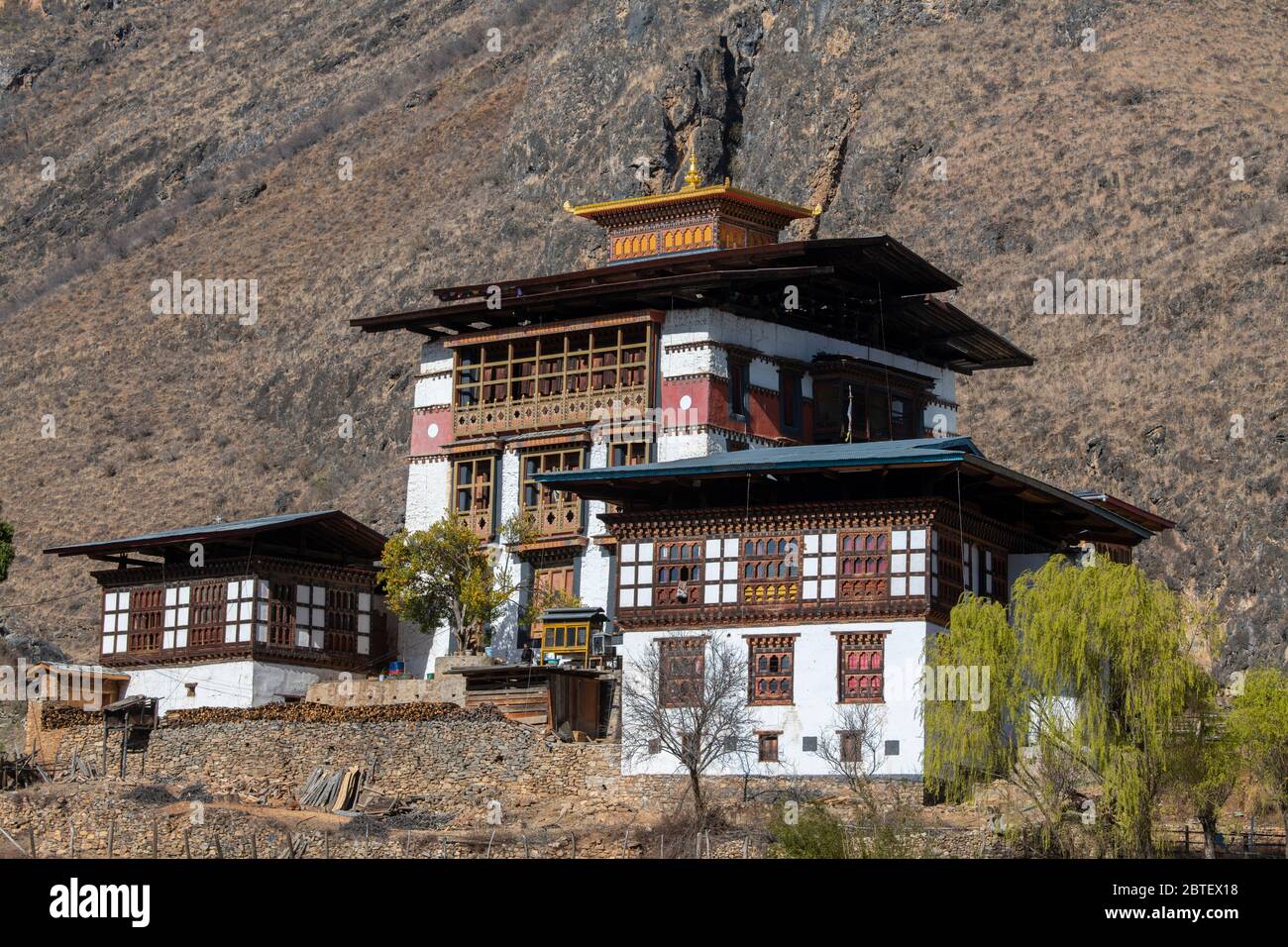 Bhutan. Paro-Thimphu Highway. Tachog Lhakhang aka Tachogang Lhakhang ...