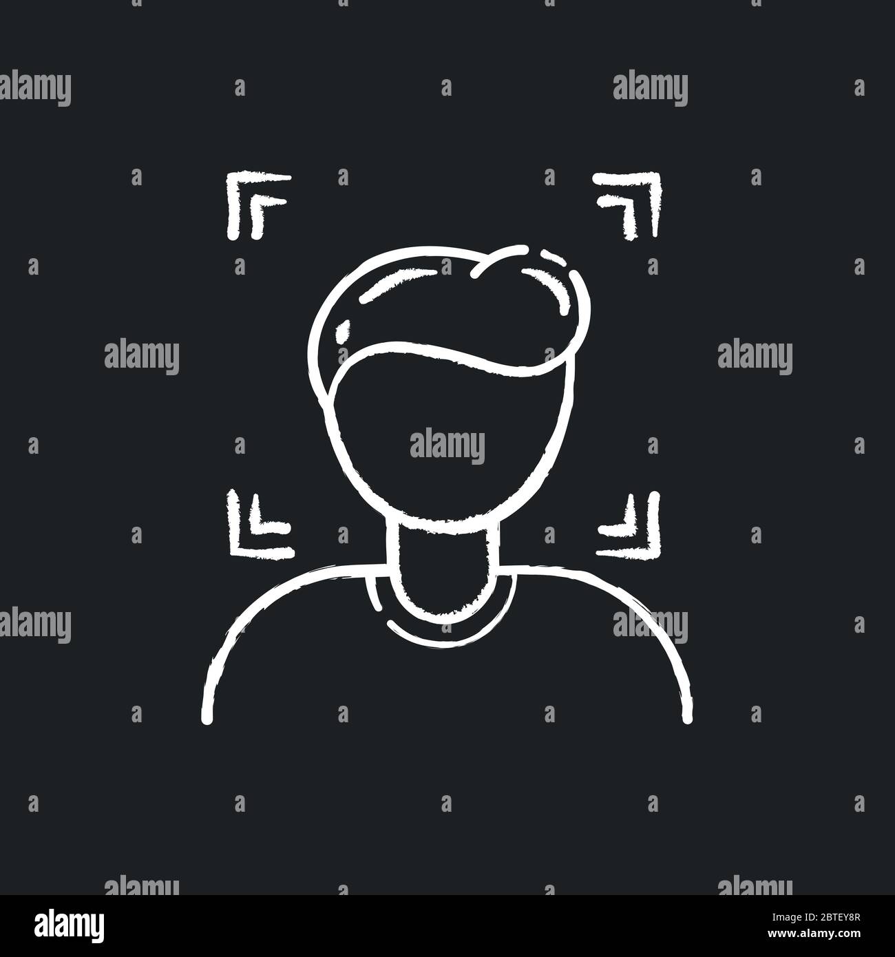 Facial recognition chalk white icon on black background Stock Vector ...