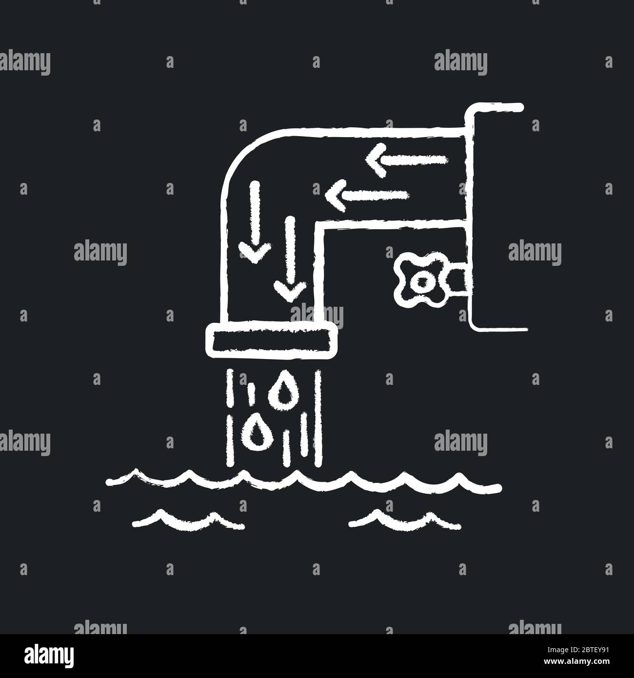 Drainage system chalk white icon on black background Stock Vector Image ...