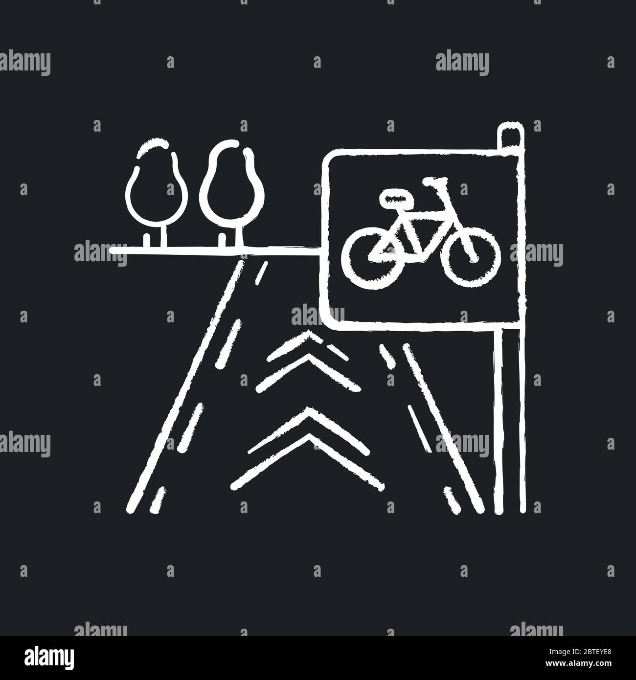 Bicycle lane chalk white icon on black background Stock Vector Image ...