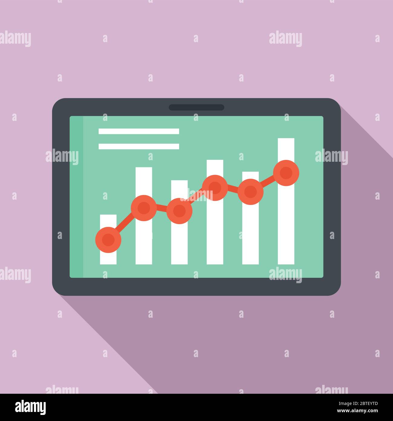 Tablet business graph icon. Flat illustration of tablet business graph vector icon for web ...