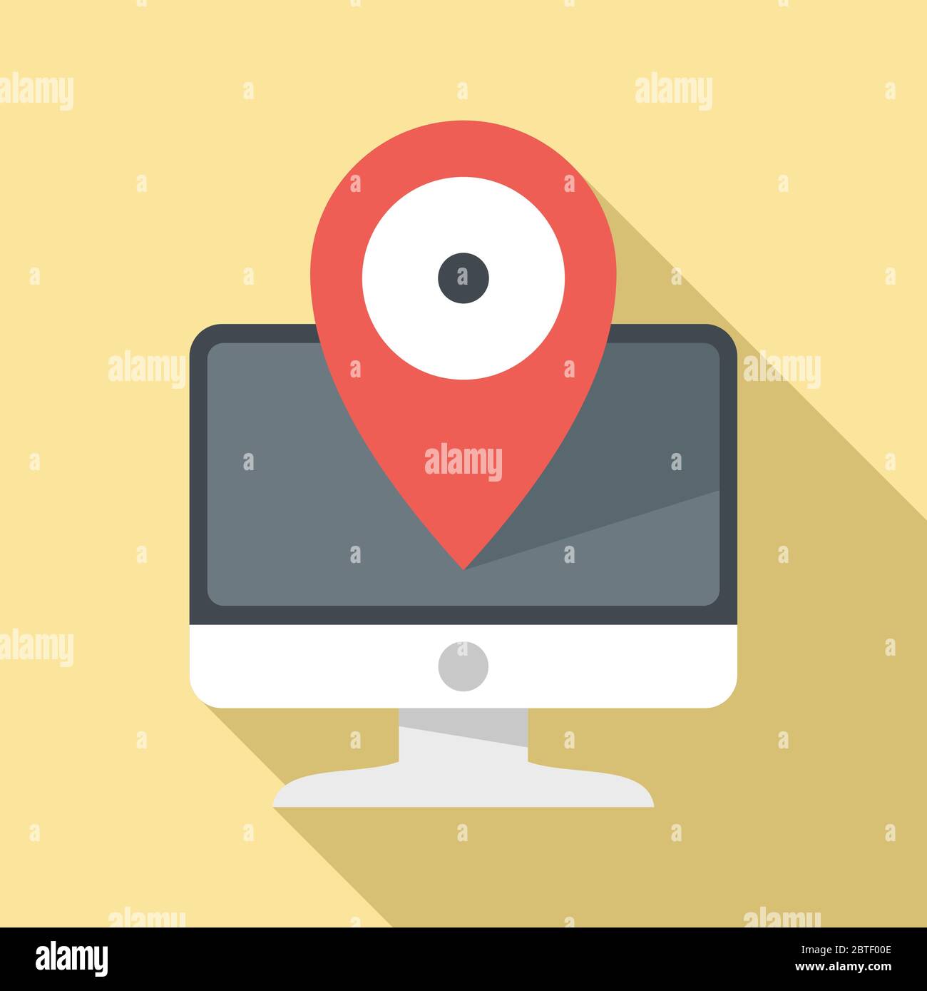 Business computer location icon. Flat illustration of business computer ...