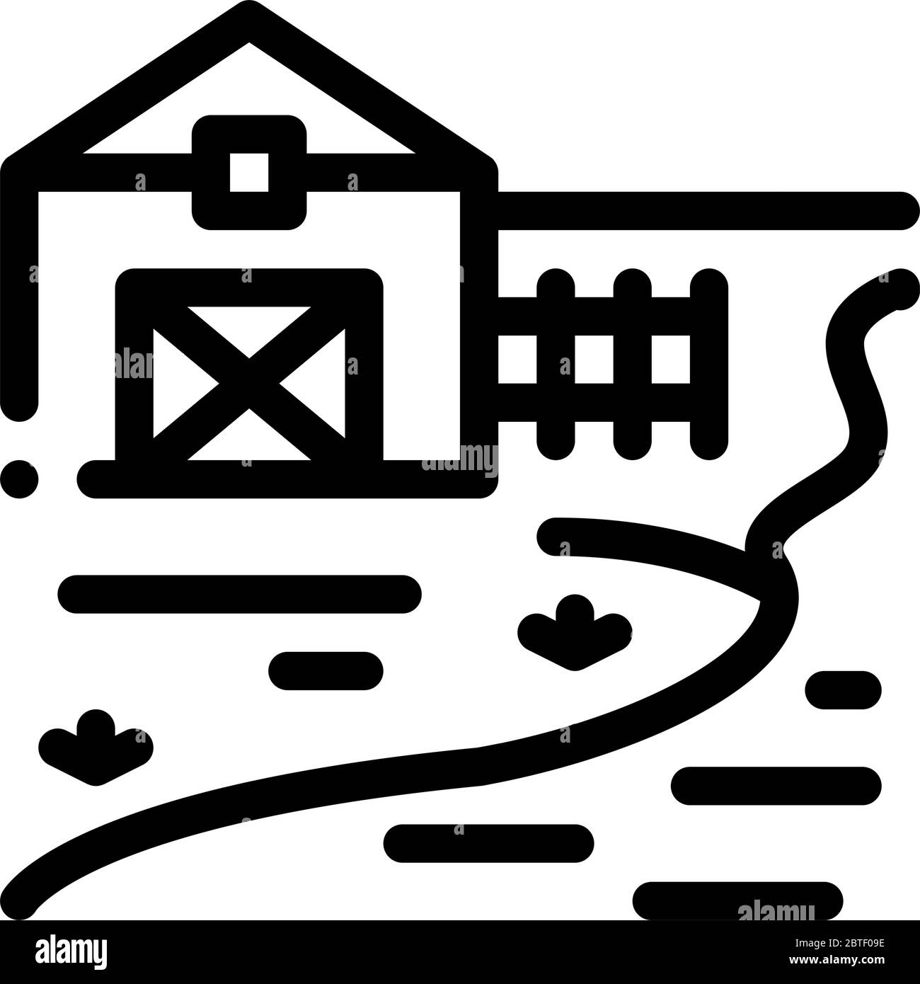 river landscape in countryside icon vector outline illustration Stock ...