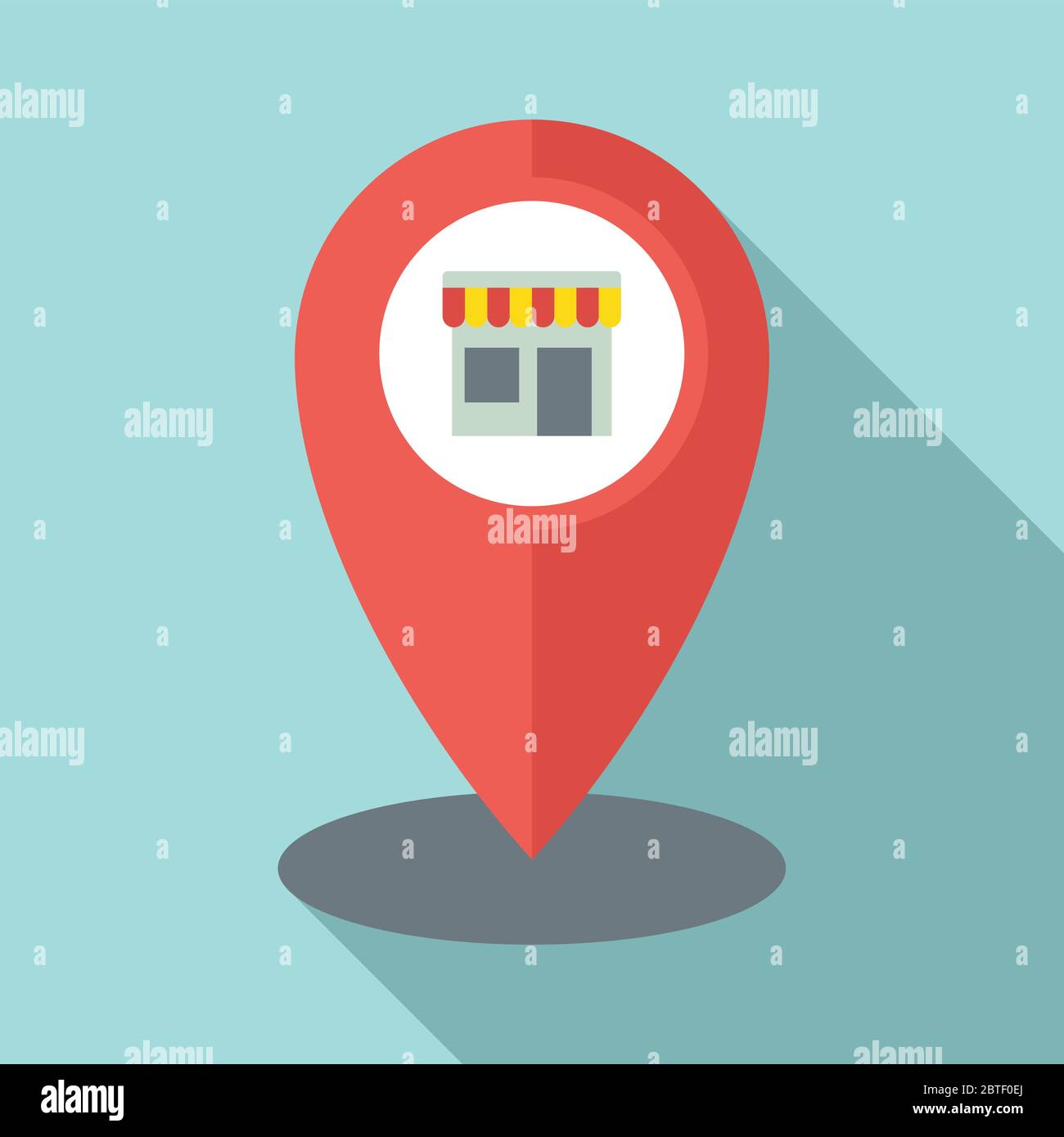 Street shop location icon. Flat illustration of street shop location ...