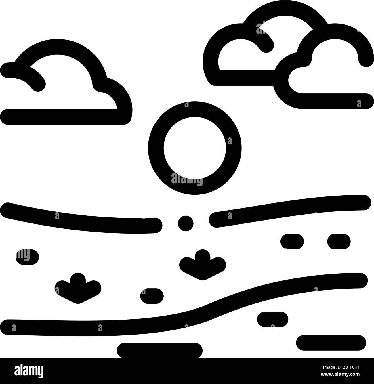 river landscape in sunny weather icon vector outline illustration Stock ...