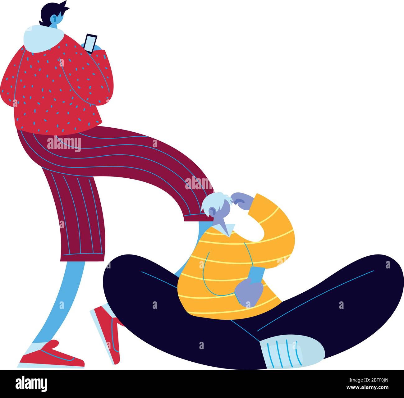 Men cartoons with smartphones chatting design, Message chat and ...