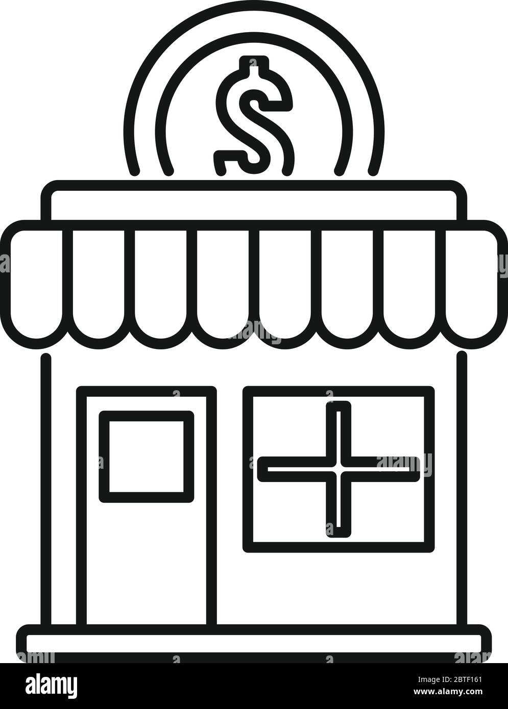 Money street shop icon. Outline money street shop vector icon for web ...
