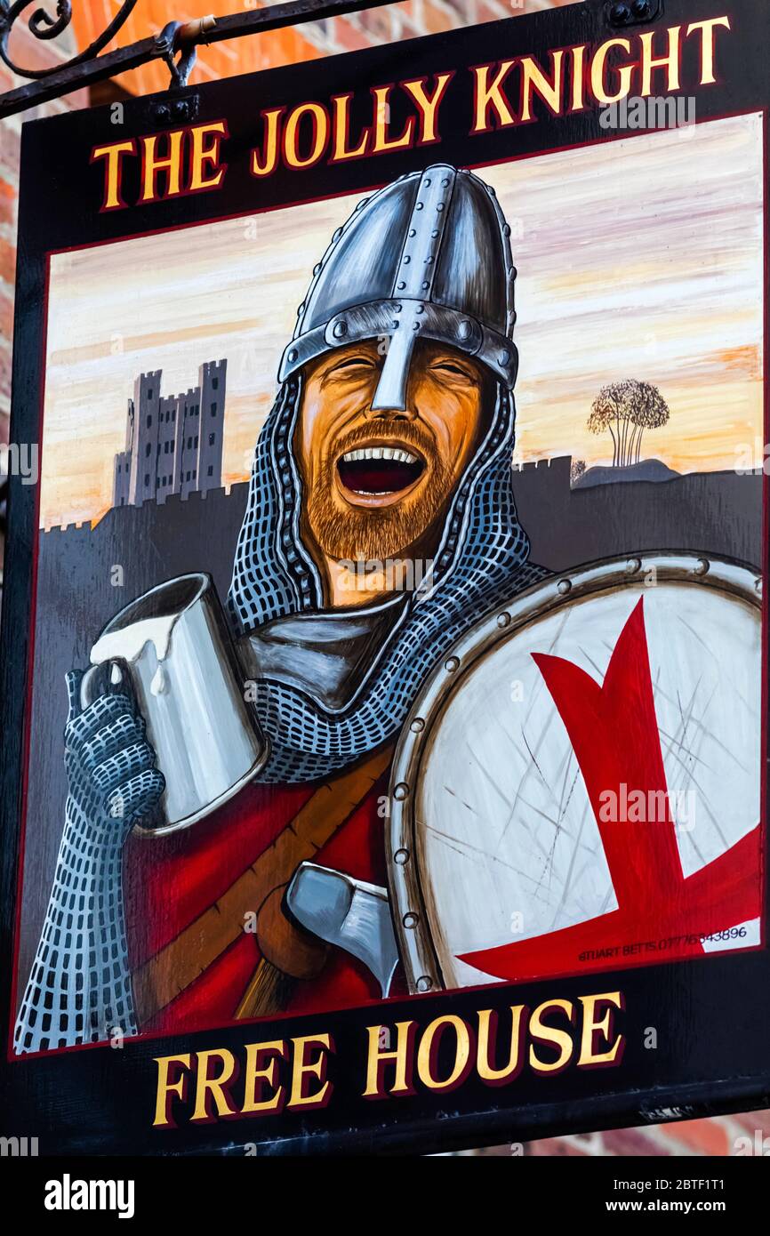England, Kent, Medway, Rochester, Jolly Knight Pub Sign showing A ...
