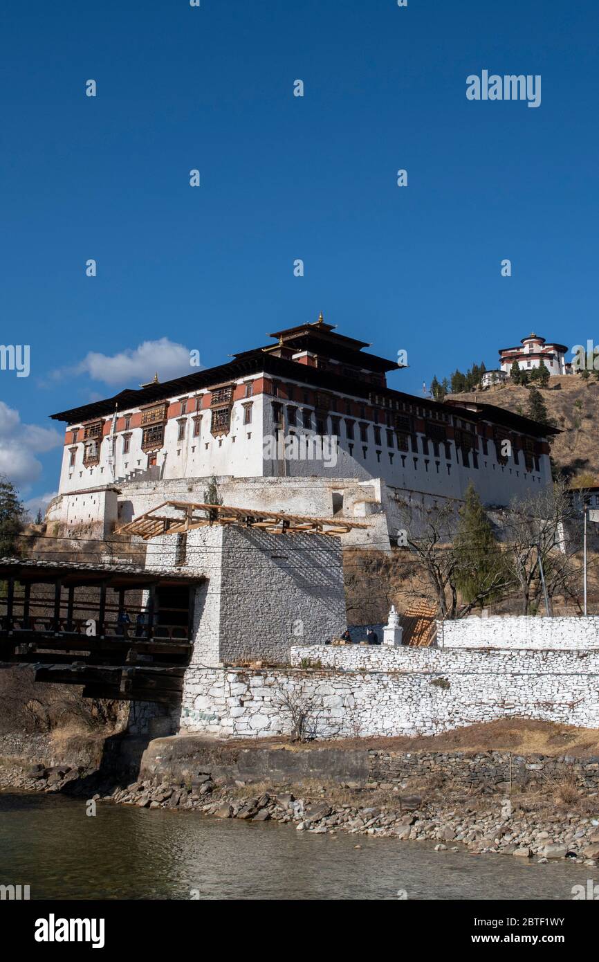 Bhutan, Paro. Rinpung Dzong, Buddhist monastery and fortress. It houses ...