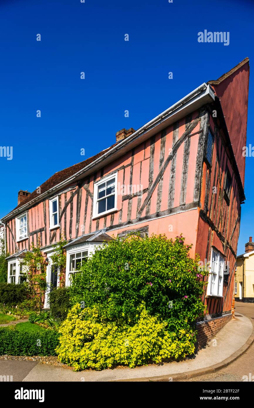 England, Suffolk, Lavenham, Colourful Timber Framed House Stock Photo ...