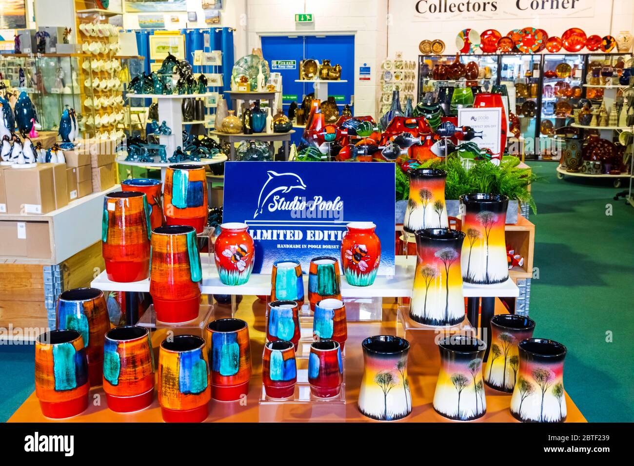 England, Dorset, Poole, Poole Pottery Studios, Shop Display of ...