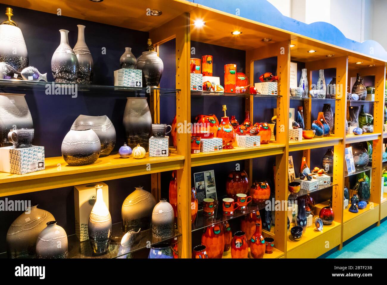 England, Dorset, Poole, Poole Pottery Studios, Shop Display of ...