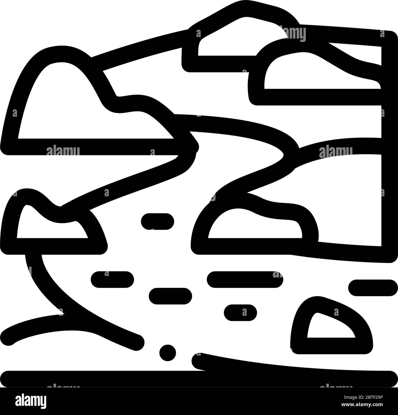 river landscape with hills icon vector outline illustration Stock ...