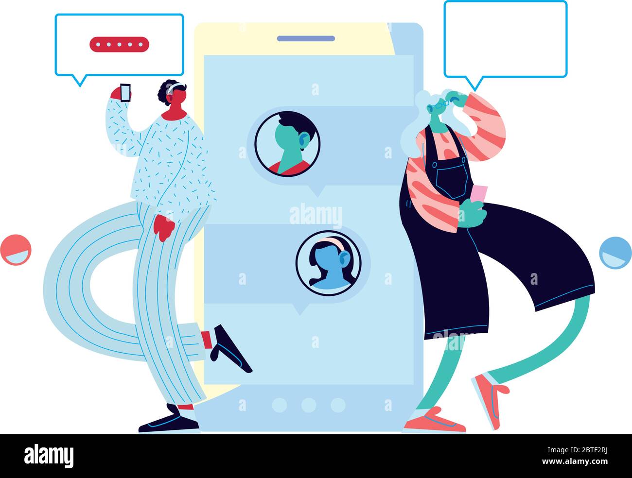 Women cartoons with smartphones chatting and bubbles design, Message ...