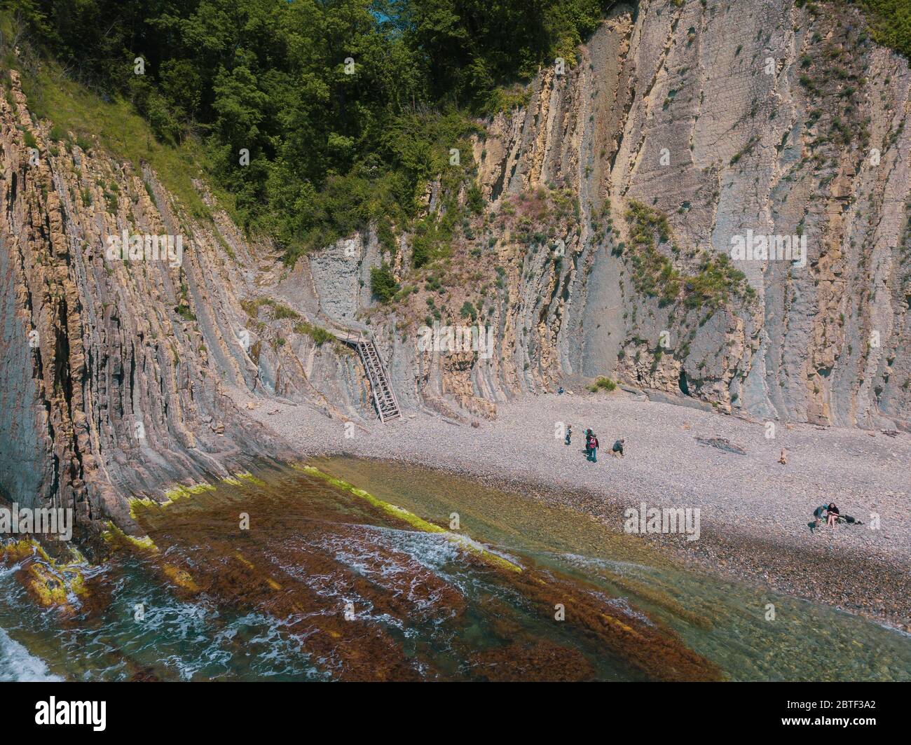 The mountains and sea scenery with blue sky, Tuapse district of the ...