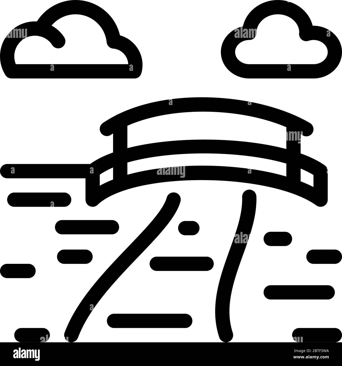 current river with bridge icon vector outline illustration Stock Vector ...