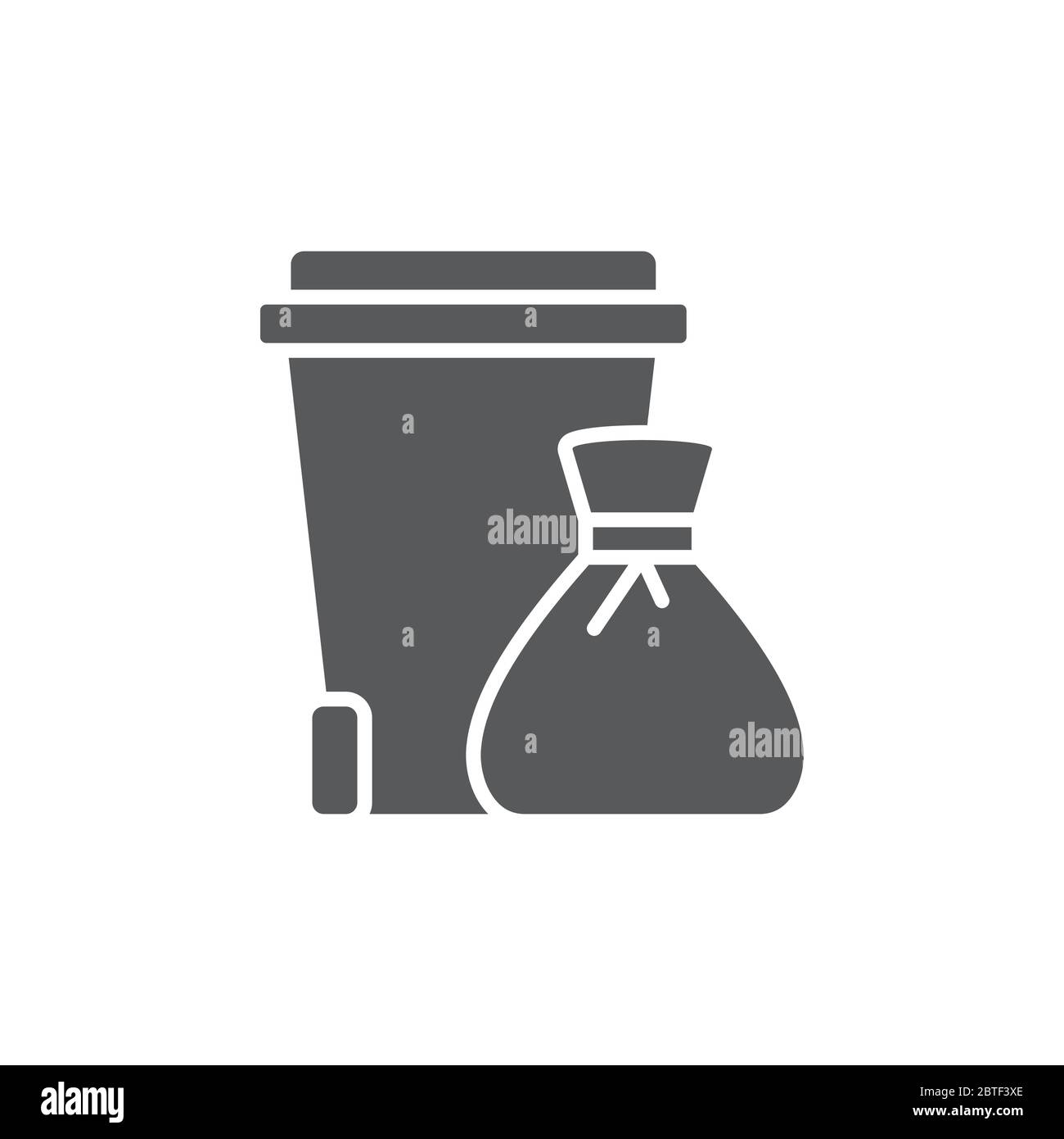 Garbage trash bin and bag vector icon symbol isolated on white ...