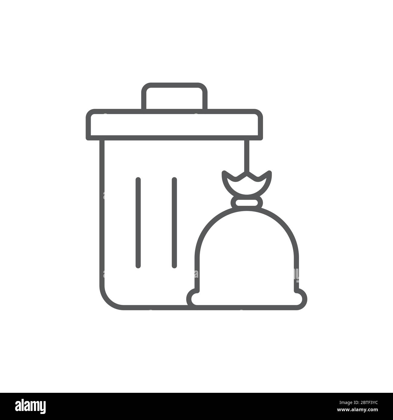 Garbage trash bin and bag vector icon symbol isolated on white ...