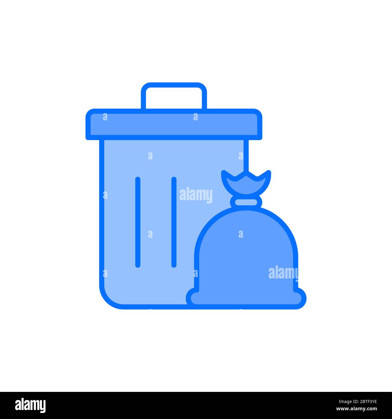 Garbage trash bin and bag vector icon symbol isolated on white ...
