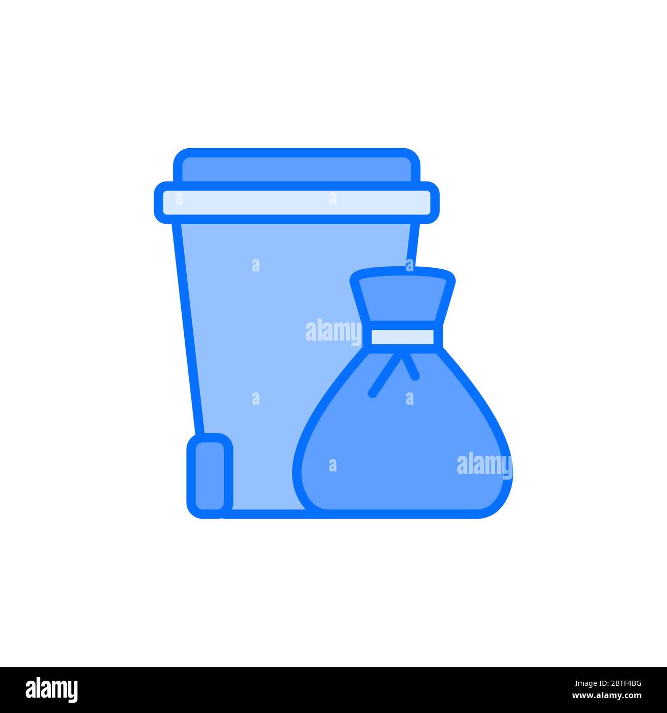 Garbage trash bin and bag vector icon symbol isolated on white ...