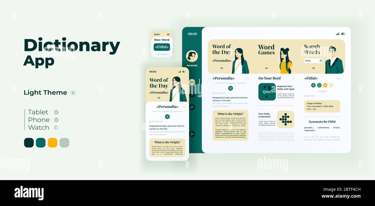 Fun learning app screen vector adaptive design template Stock Vector Image & Art - Alamy