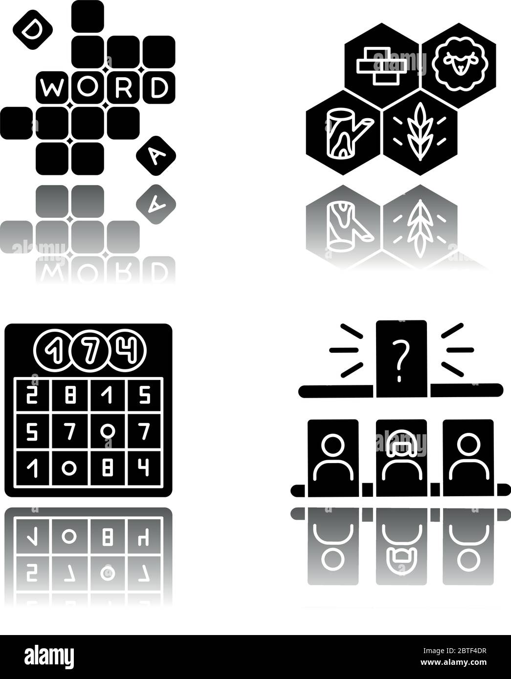 Recreational games drop shadow black glyph icons set Stock Vector Image ...