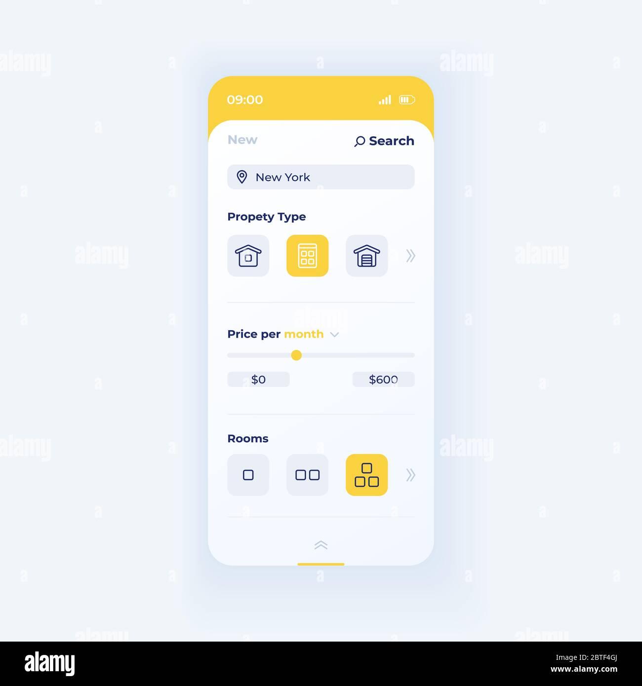 Property type search smartphone interface vector template Stock Vector ...