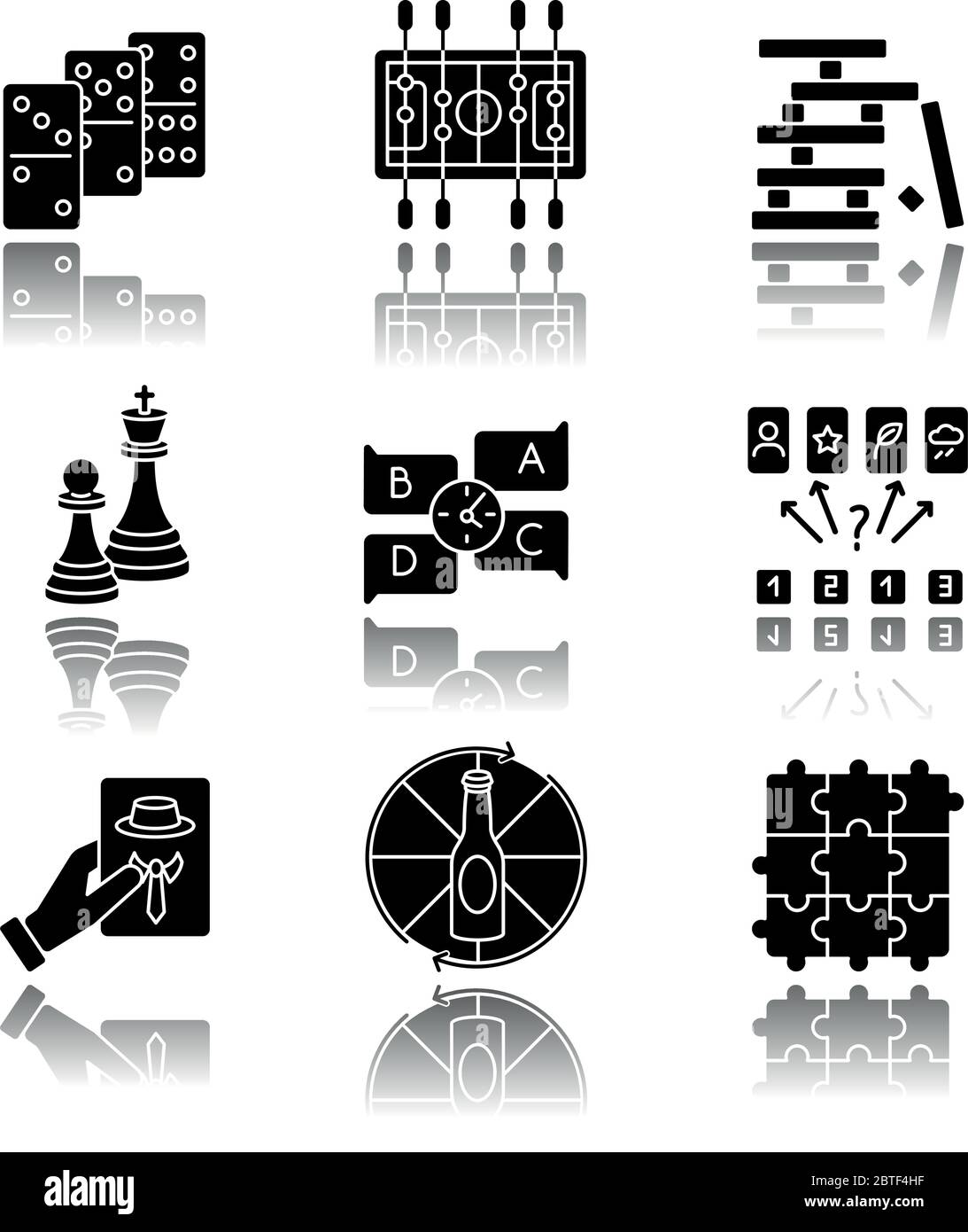 Party games drop shadow black glyph icons set Stock Vector Image & Art ...