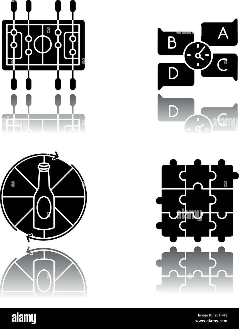 Friendly party games drop shadow black glyph icons set Stock Vector ...