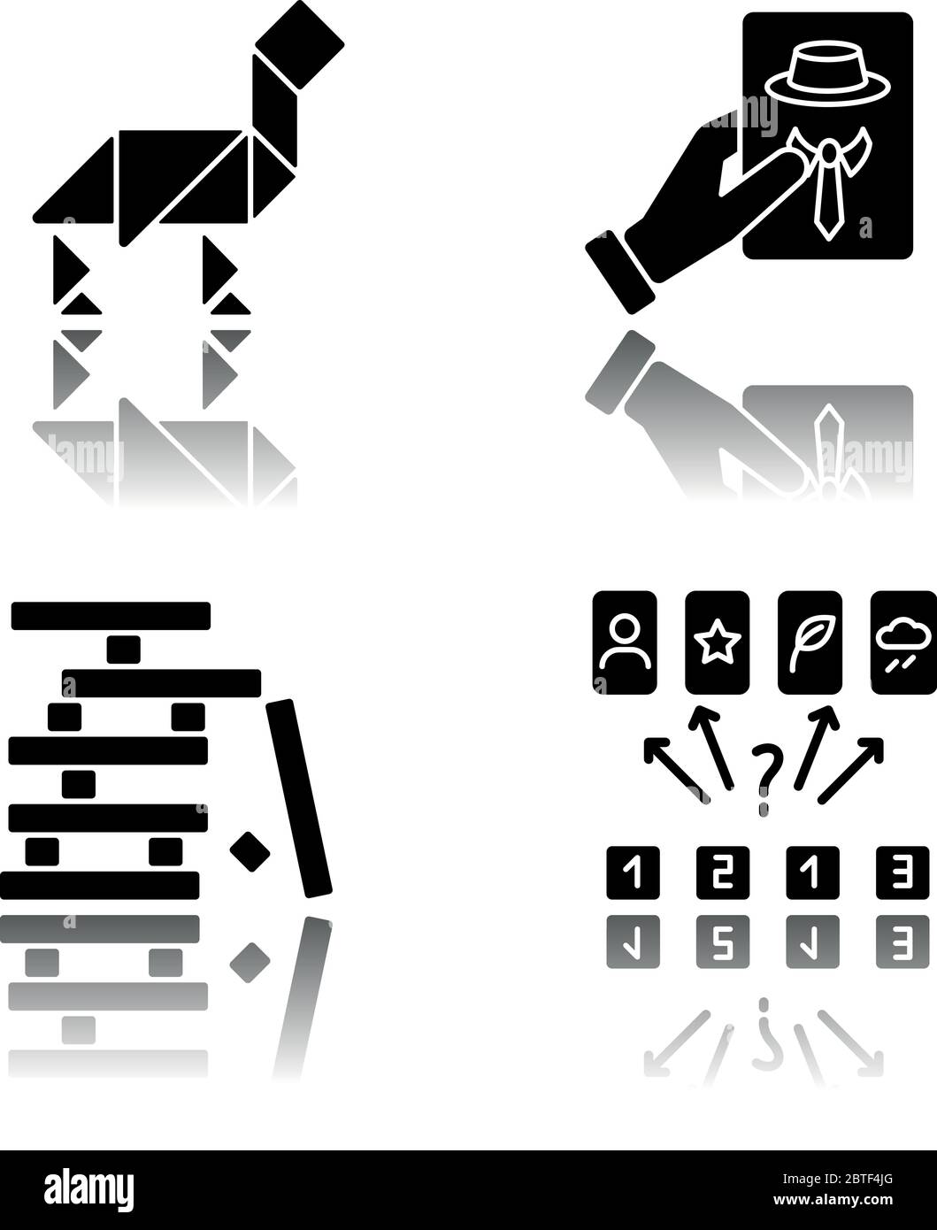 Tabletop games drop shadow black glyph icons set Stock Vector Image ...