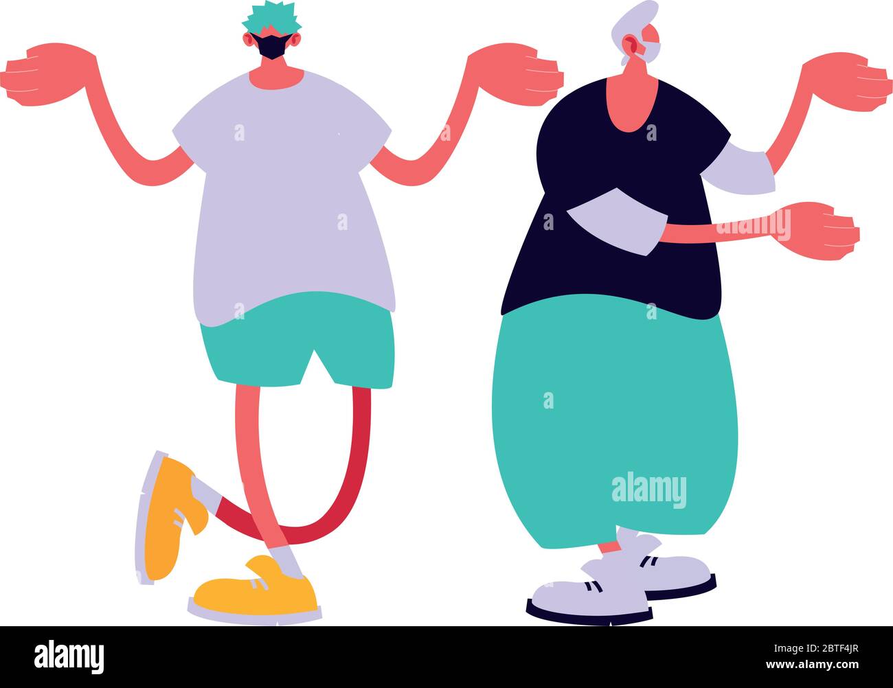 Urban men cartoons with masks and casual cloth design of Medical care ...