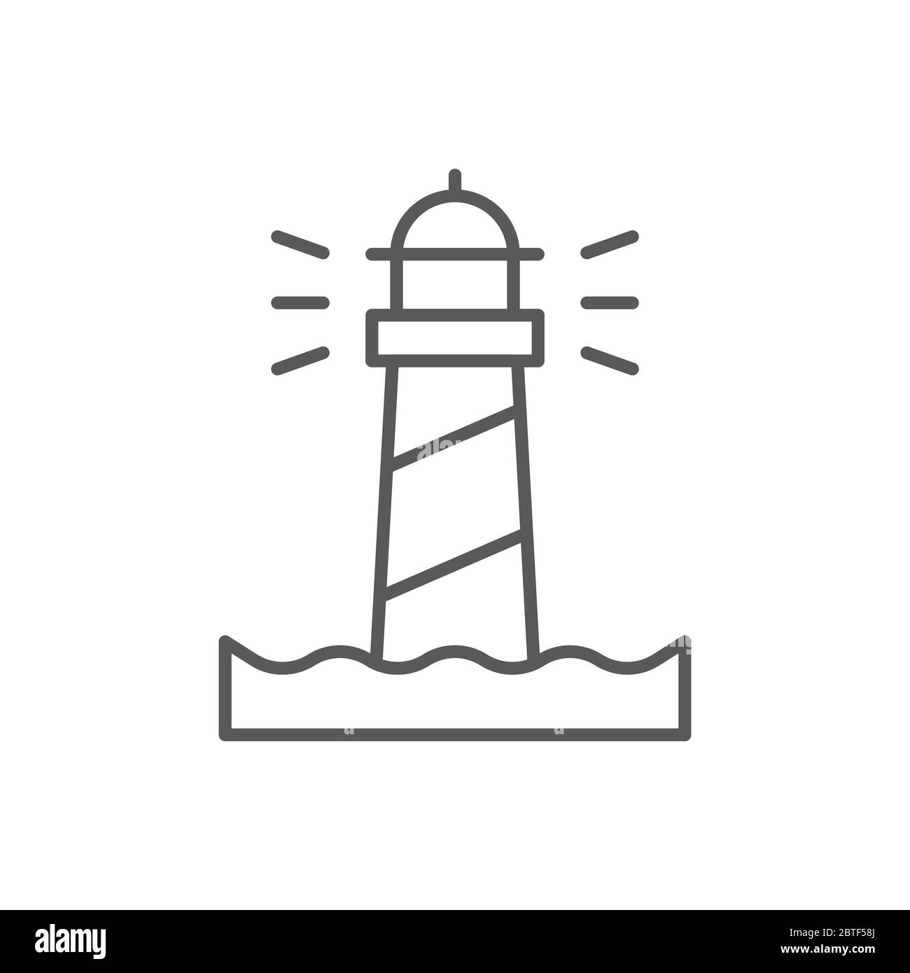 Lighting lighthouse and ocean water vector icon symbol isolated on ...