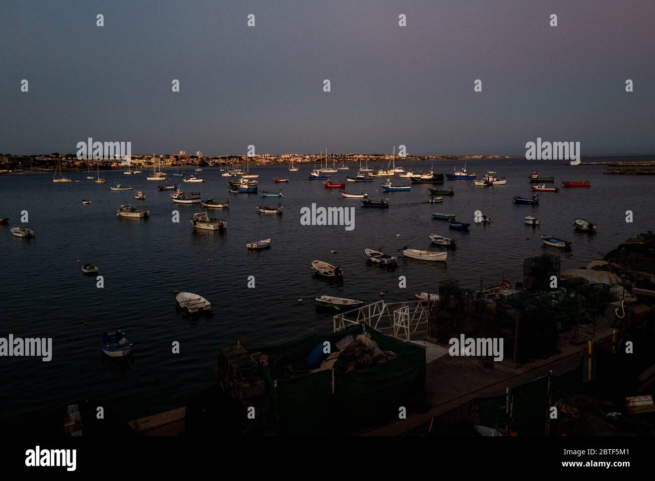 Europe, Portugal, Caiscas. The port of Cascais at nightfall Stock Photo ...