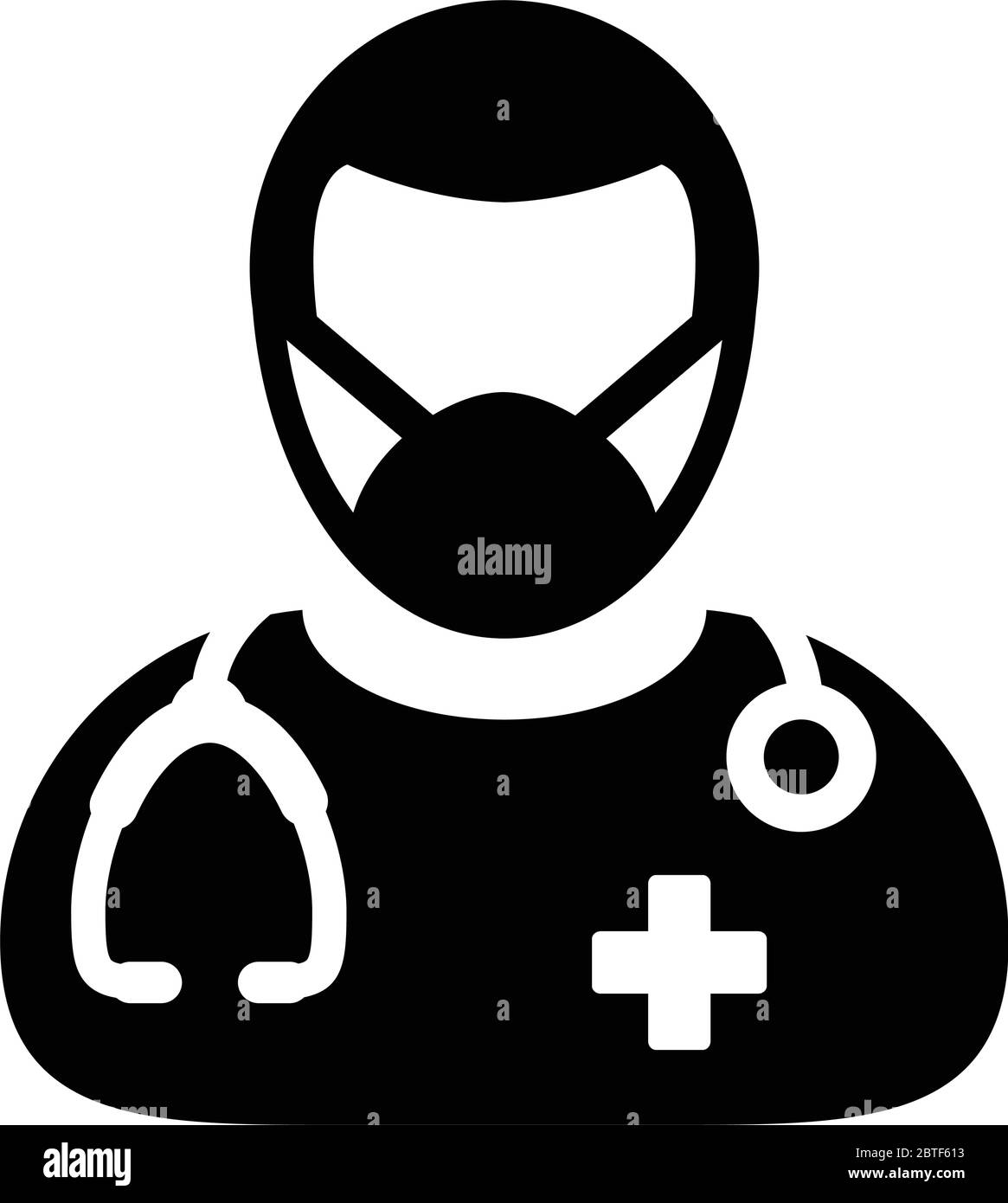 Doctor icon vector with surgical face mask male person profile avatar ...
