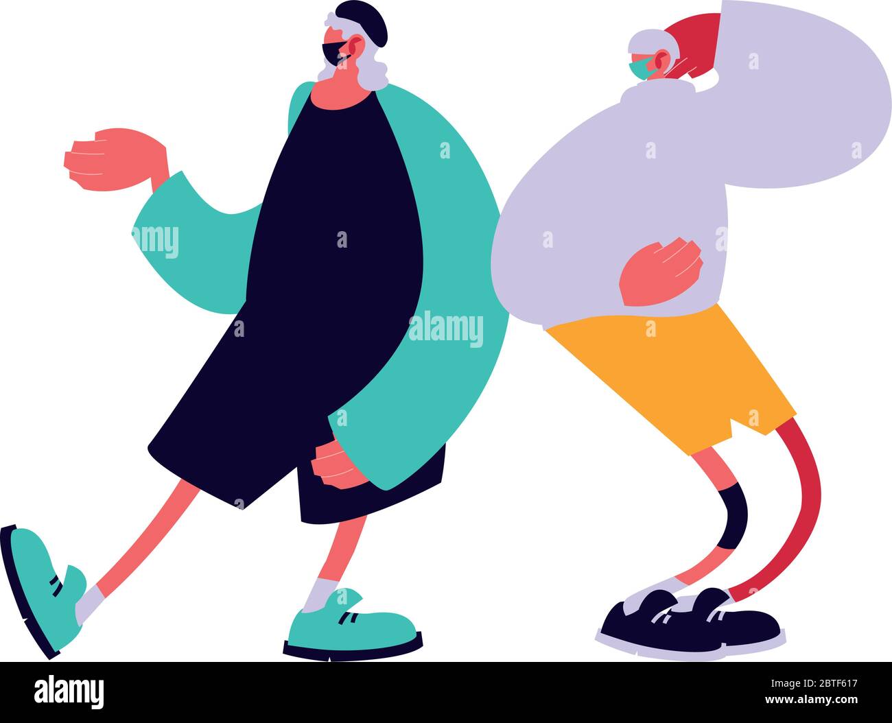 Urban men cartoons with masks and casual cloth design of Medical care ...