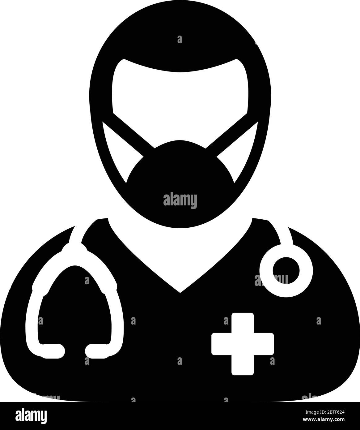 Doctor Icon Vector With Surgical Face Mask Male Person Profile Avatar
