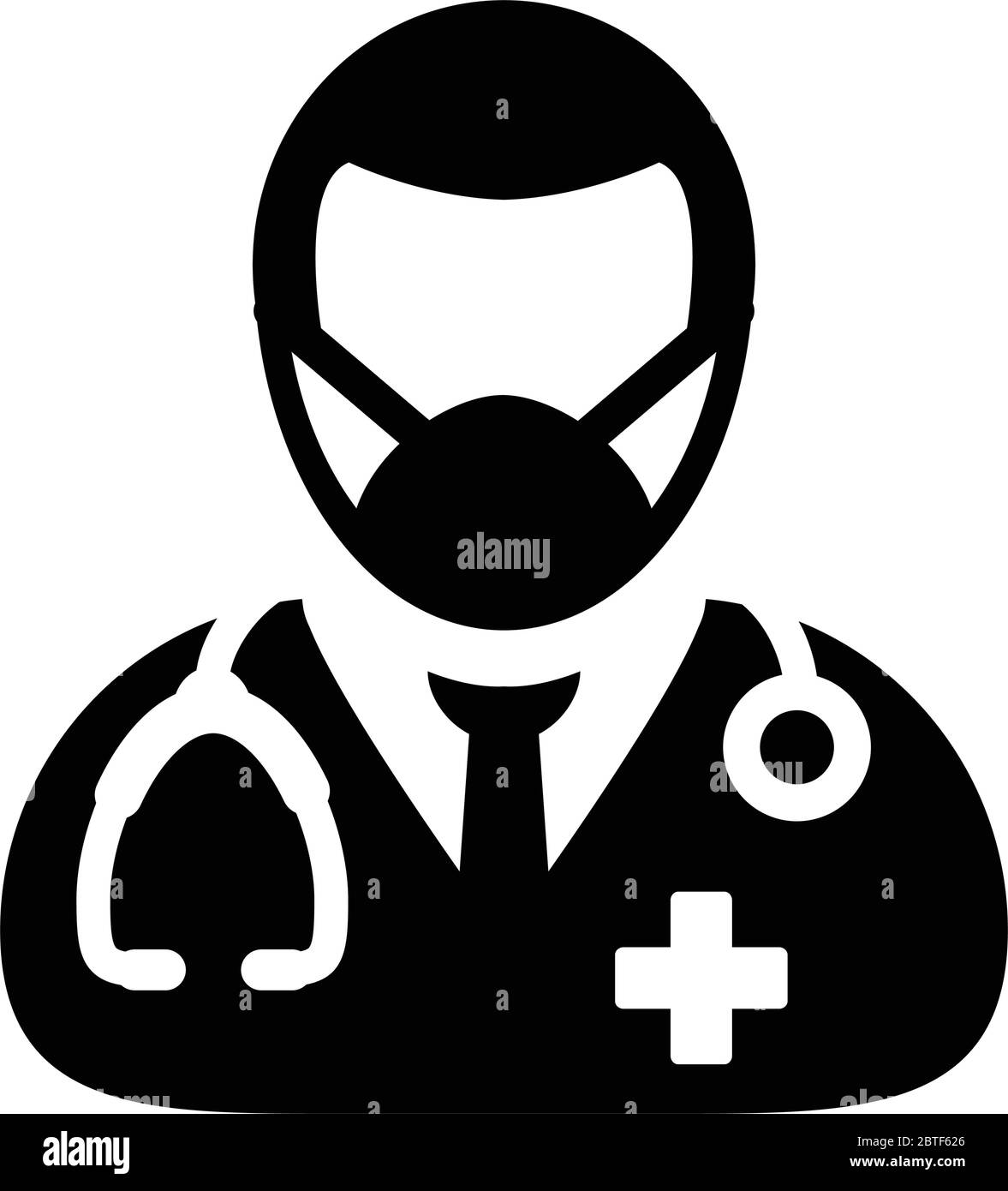 Physician icon vector with surgical face mask male person profile ...