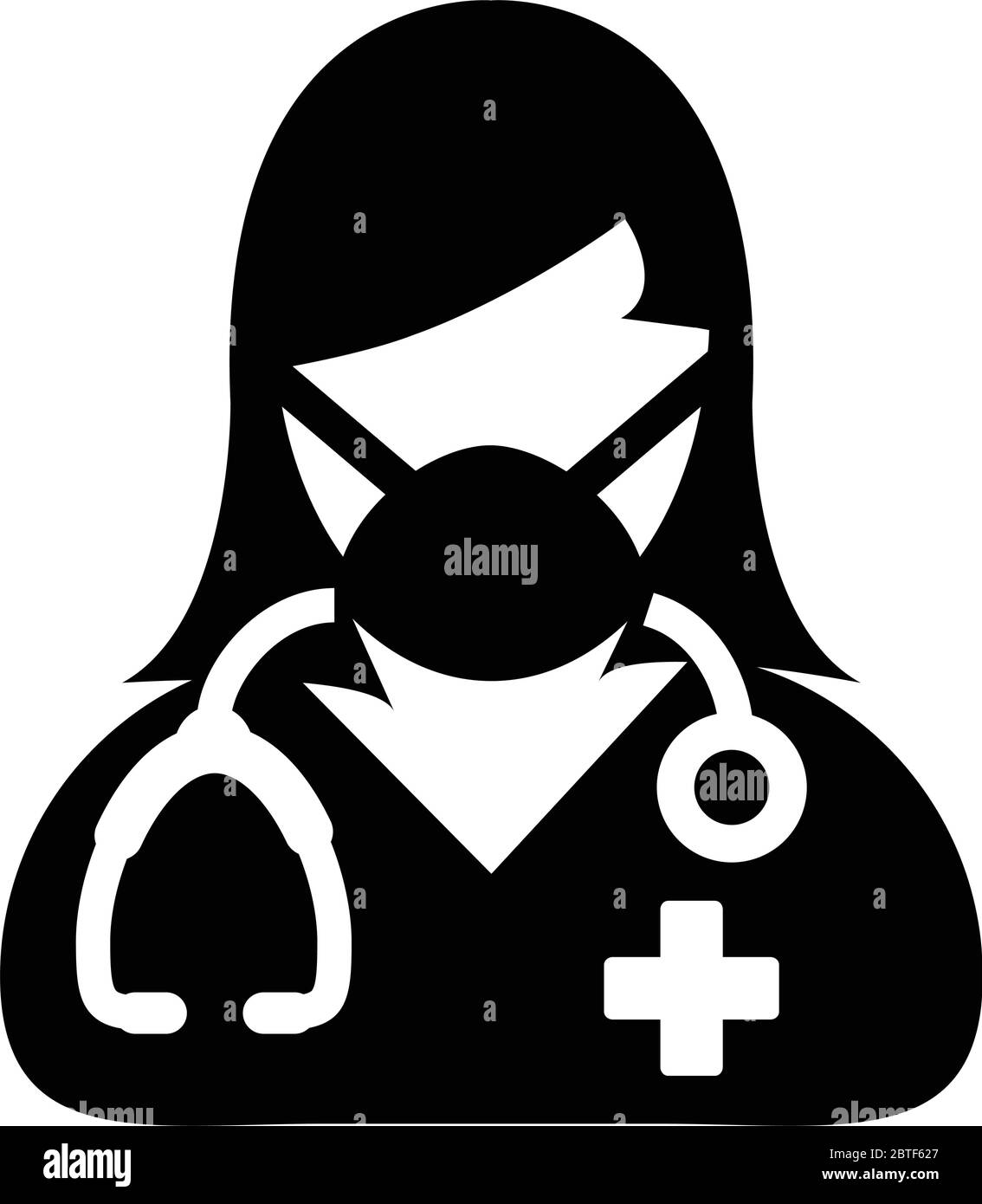 Doctor icon vector with surgical face mask female person profile avatar ...