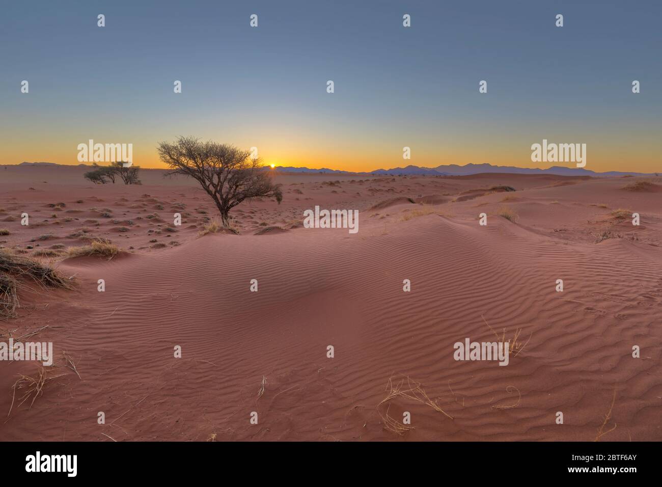Sunset in the desert with patterns in the sand Stock Photo - Alamy
